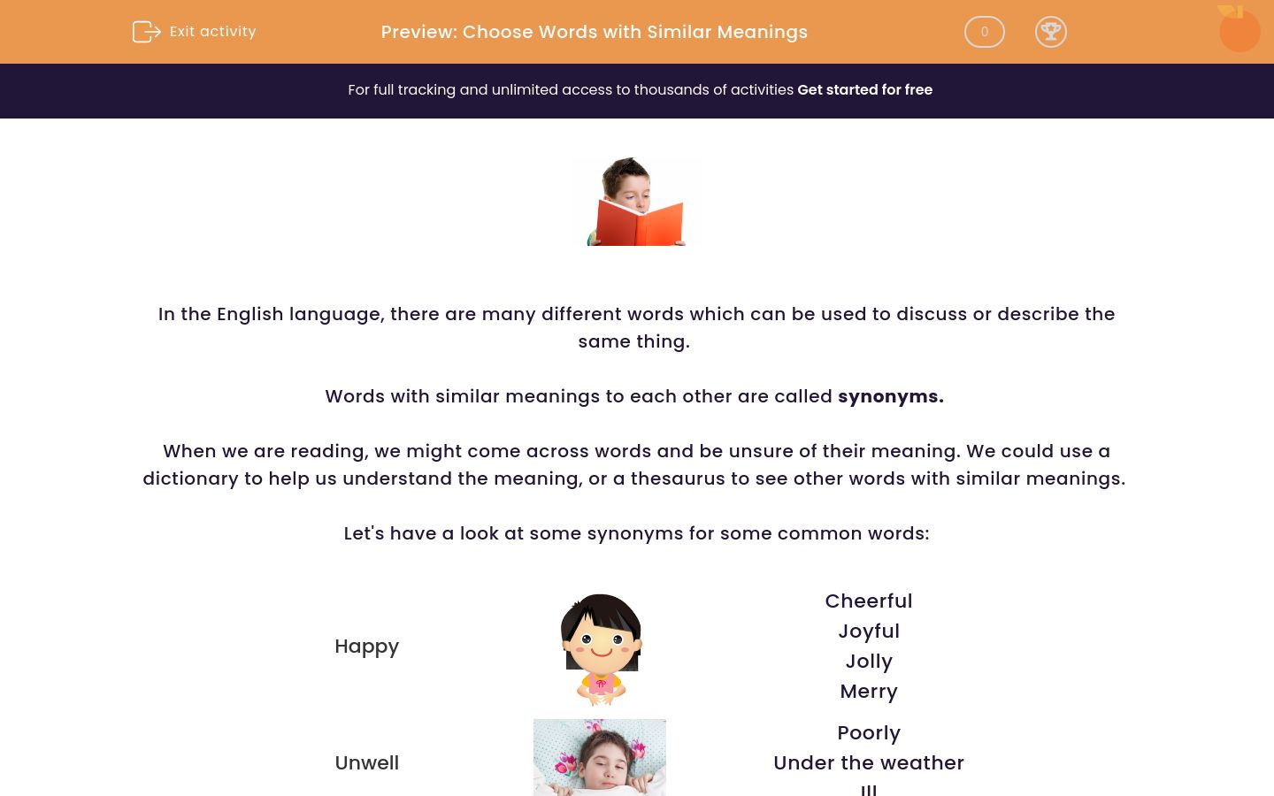 Choose Words with Similar Meanings Worksheet - EdPlace