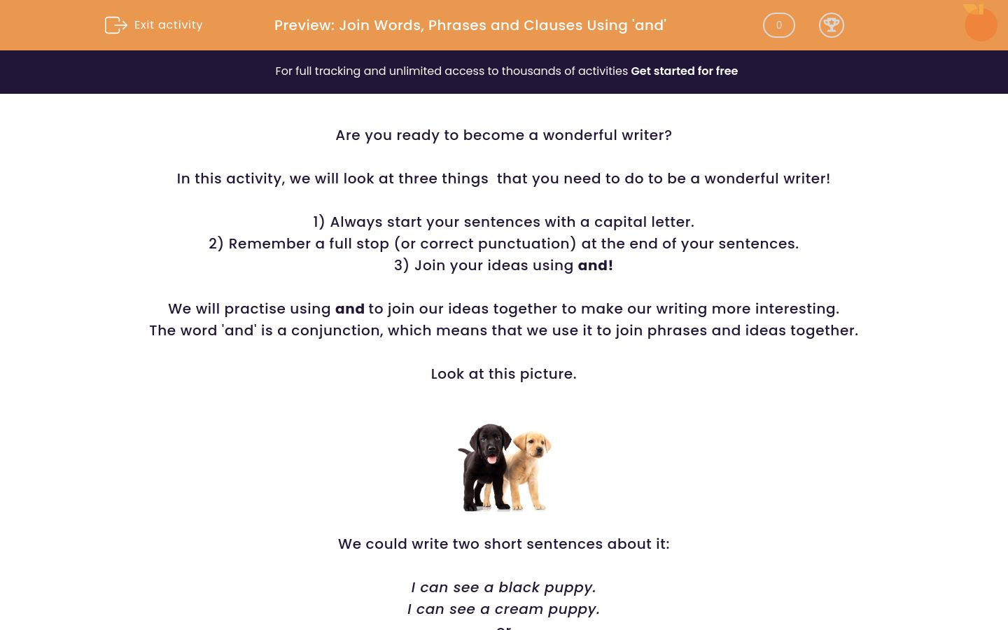 Join Words, Phrases and Clauses Using 'and' Worksheet - EdPlace