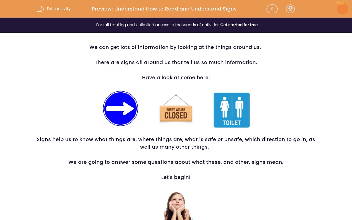 Understand How to Read and Understand Signs Worksheet - EdPlace