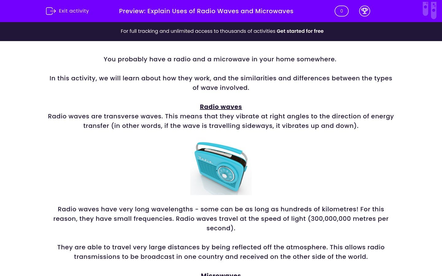 Explain Uses of Radio Waves and Microwaves Worksheet - EdPlace