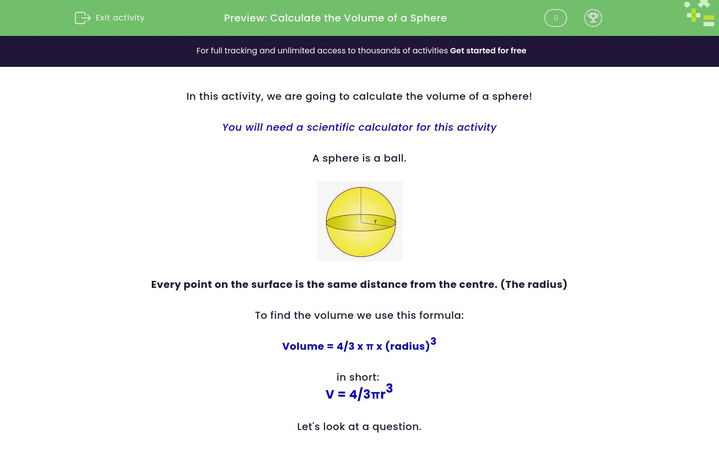 Practise Calculating the Volume of a Sphere Worksheet - EdPlace