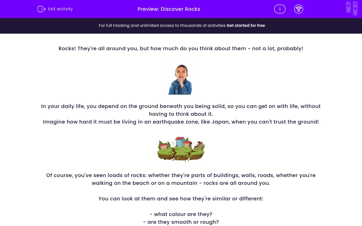 Discover Rocks Worksheet - EdPlace