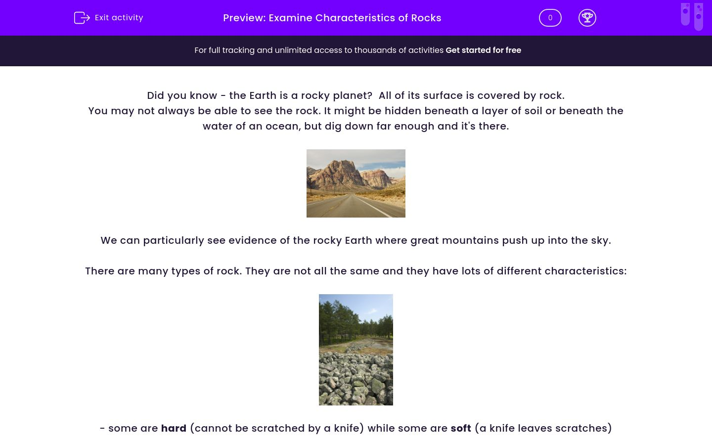 Examine Characteristics of Rocks Worksheet - EdPlace