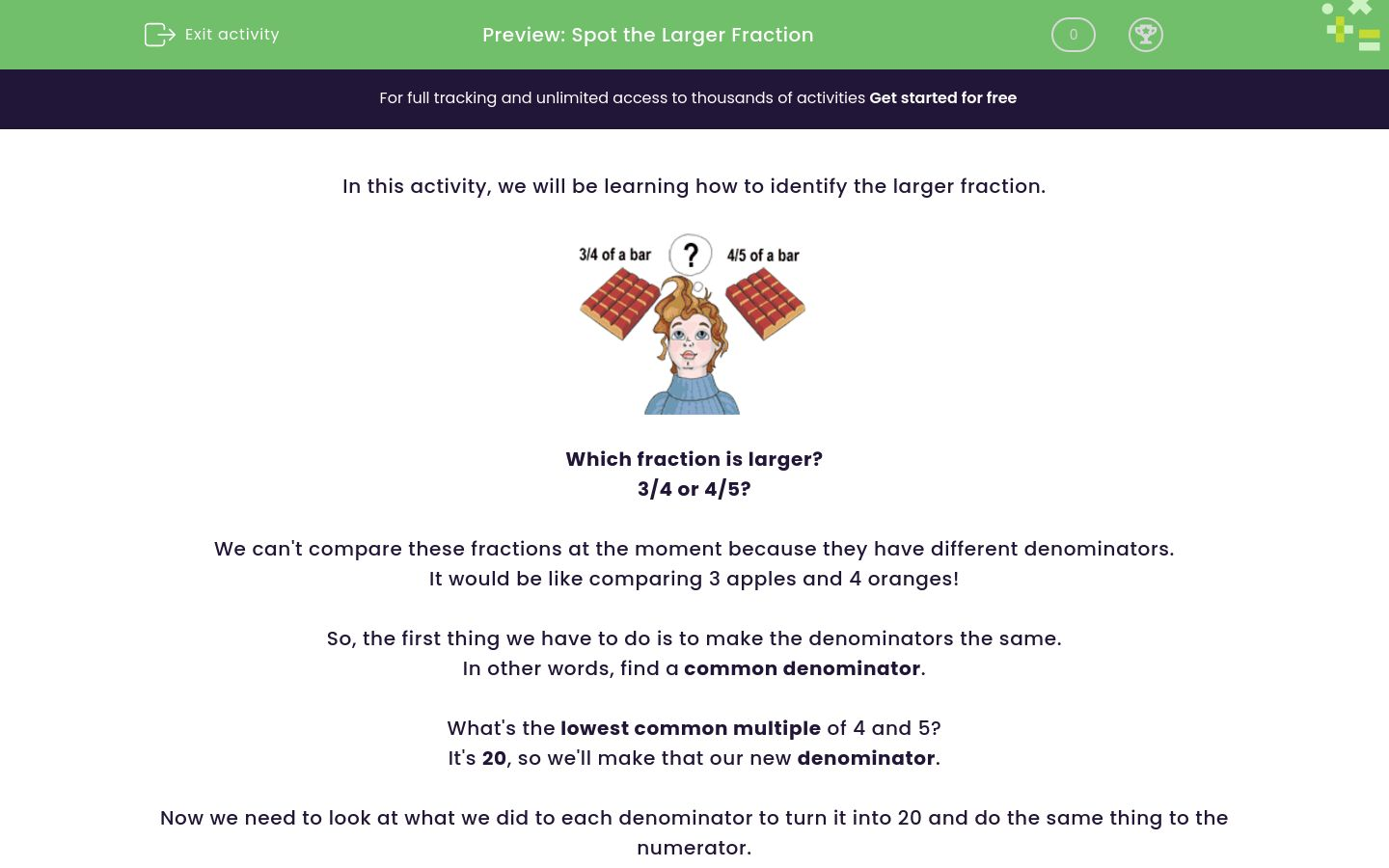 Spot the Larger Fraction Worksheet - EdPlace