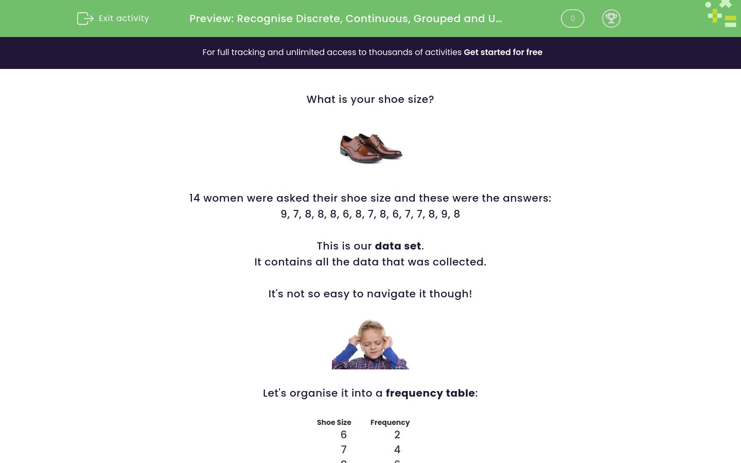 Recognise Discrete, Continuous, Grouped and Ungrouped Data Worksheet ...