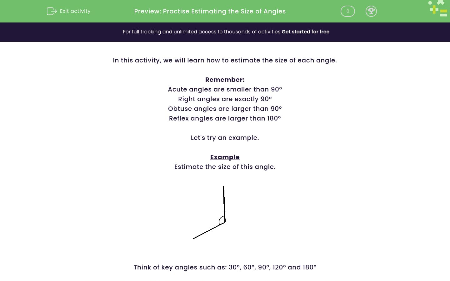Practise Estimating the Size of Angles Worksheet - EdPlace