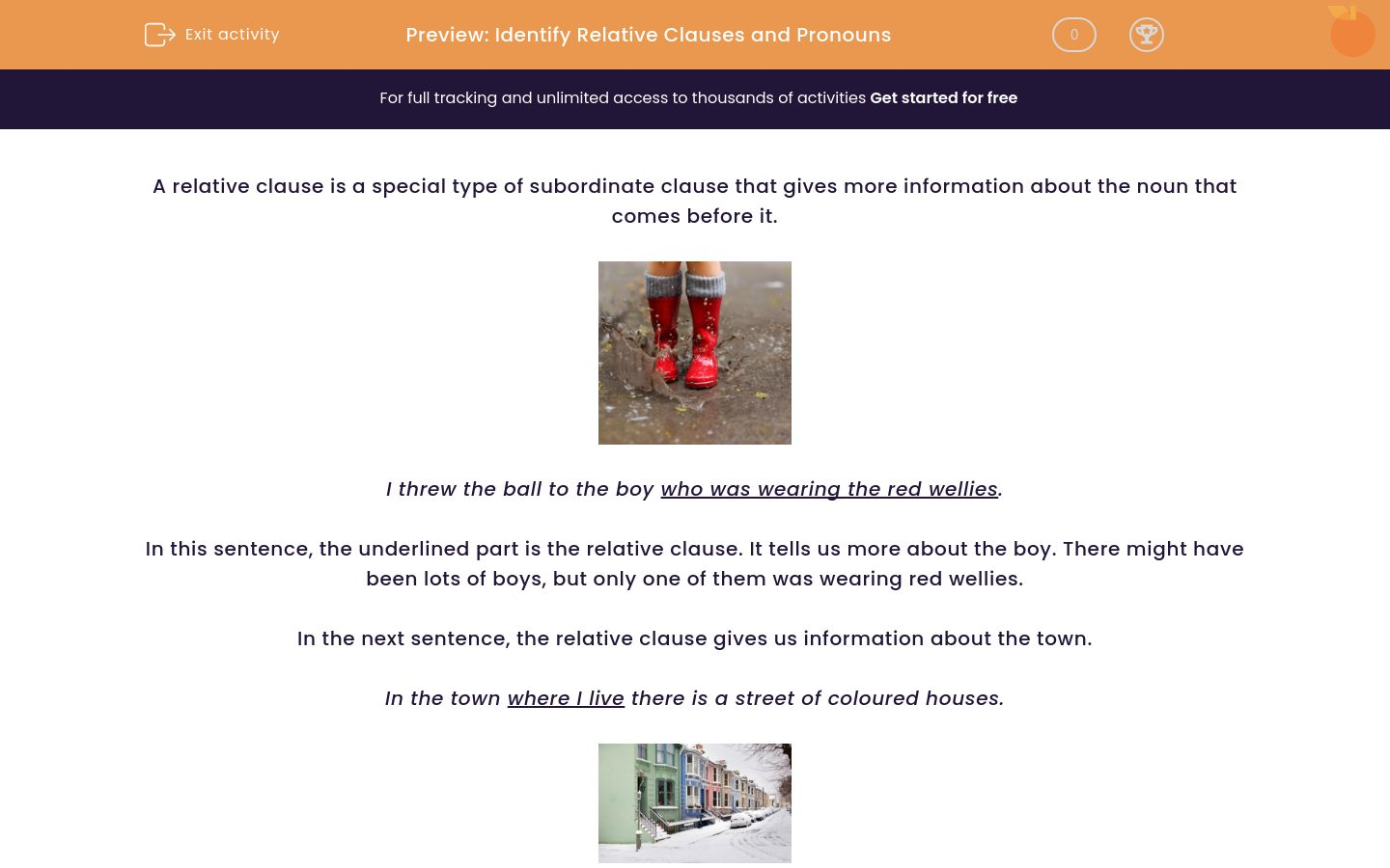 Identify Relative Clauses and Pronouns Worksheet - EdPlace