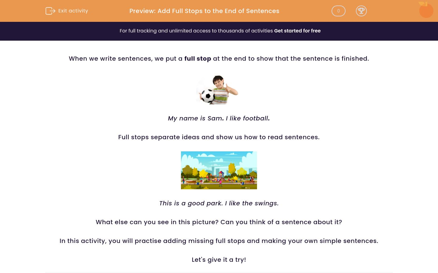Add Full Stops to the End of Sentences Worksheet - EdPlace