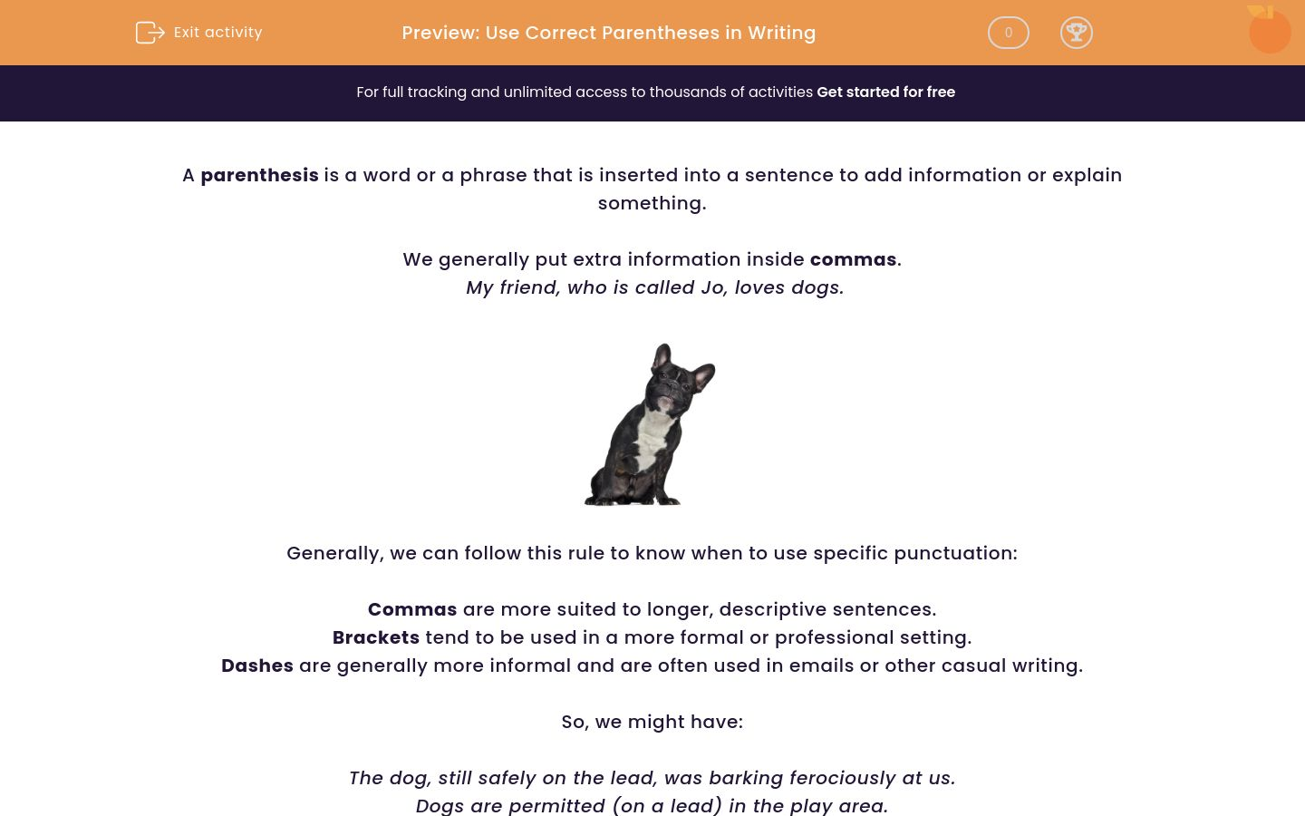 Use Correct Parentheses in Writing Worksheet - EdPlace
