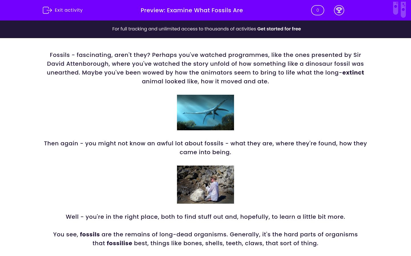 Examine What Fossils Are Worksheet - EdPlace