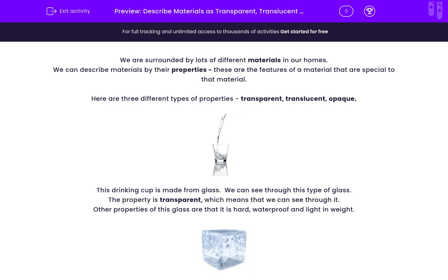 Describe Materials as Transparent, Translucent or Opaque Worksheet ...