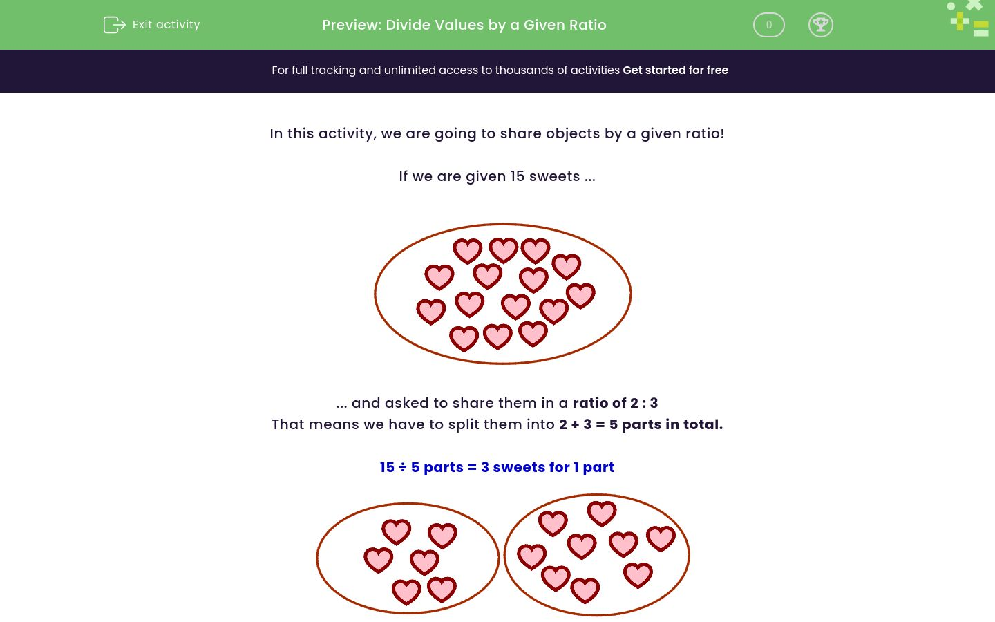 Divide Values by a Given Ratio Worksheet - EdPlace