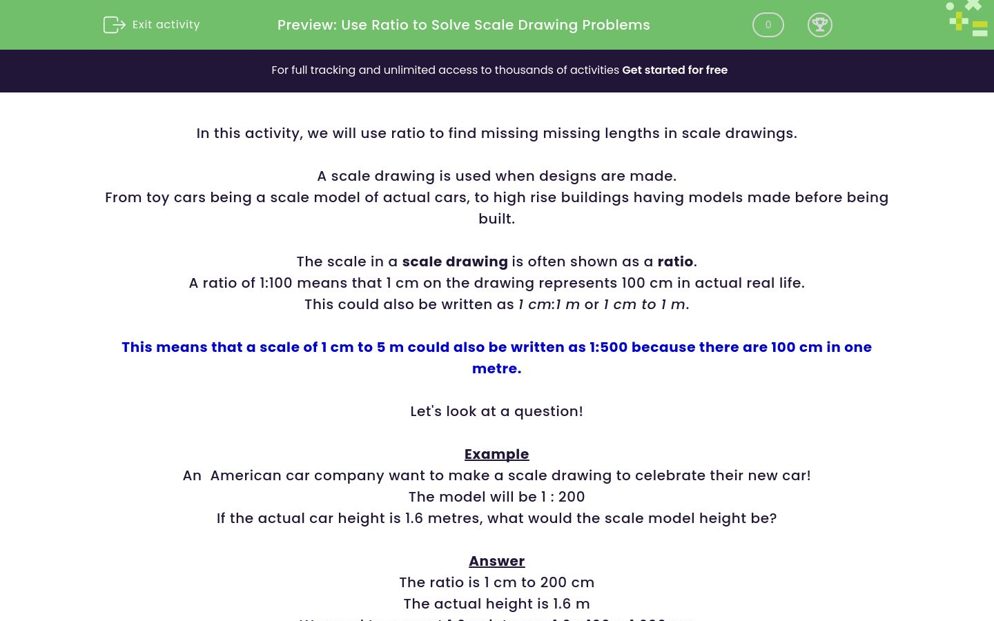 Use Ratio to Solve Scale Drawing Problems Worksheet - EdPlace