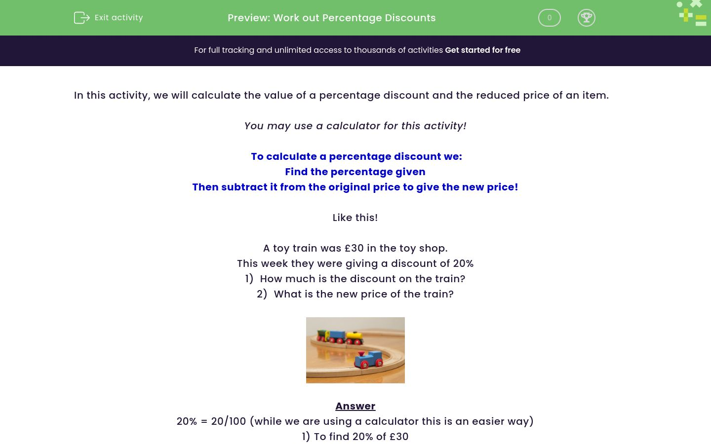 Work out Percentage Discounts Worksheet - EdPlace