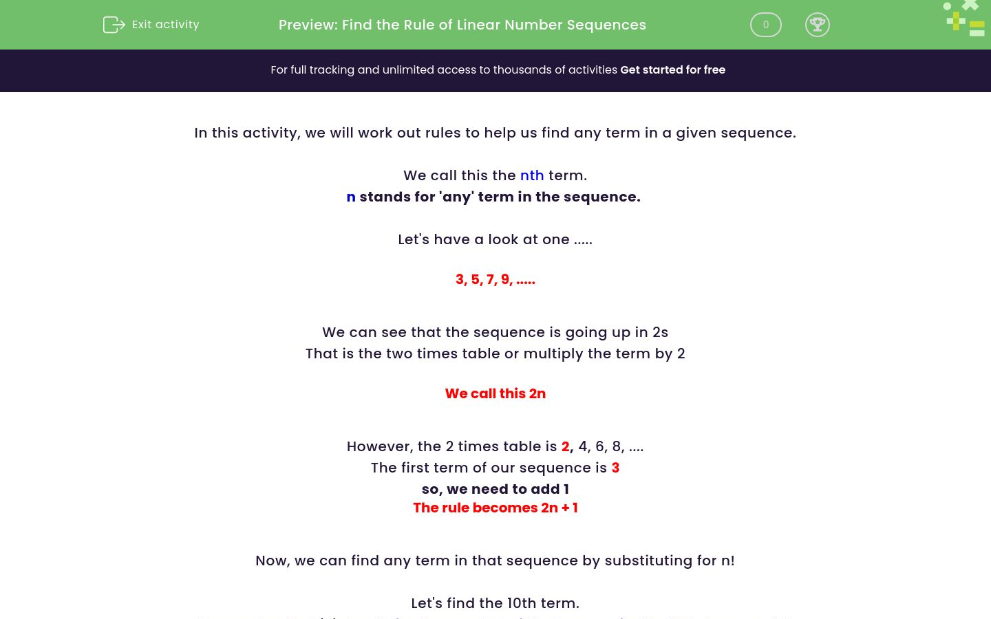 Find the Rule of Linear Number Sequences Worksheet - EdPlace