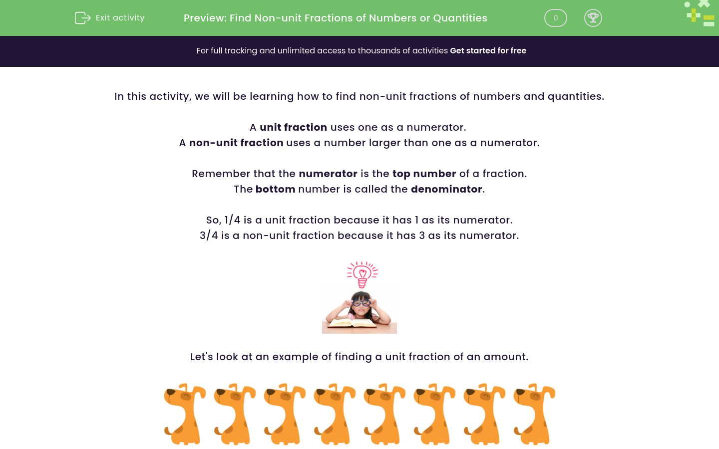 Find Non-unit Fractions of Numbers or Quantities Worksheet - EdPlace