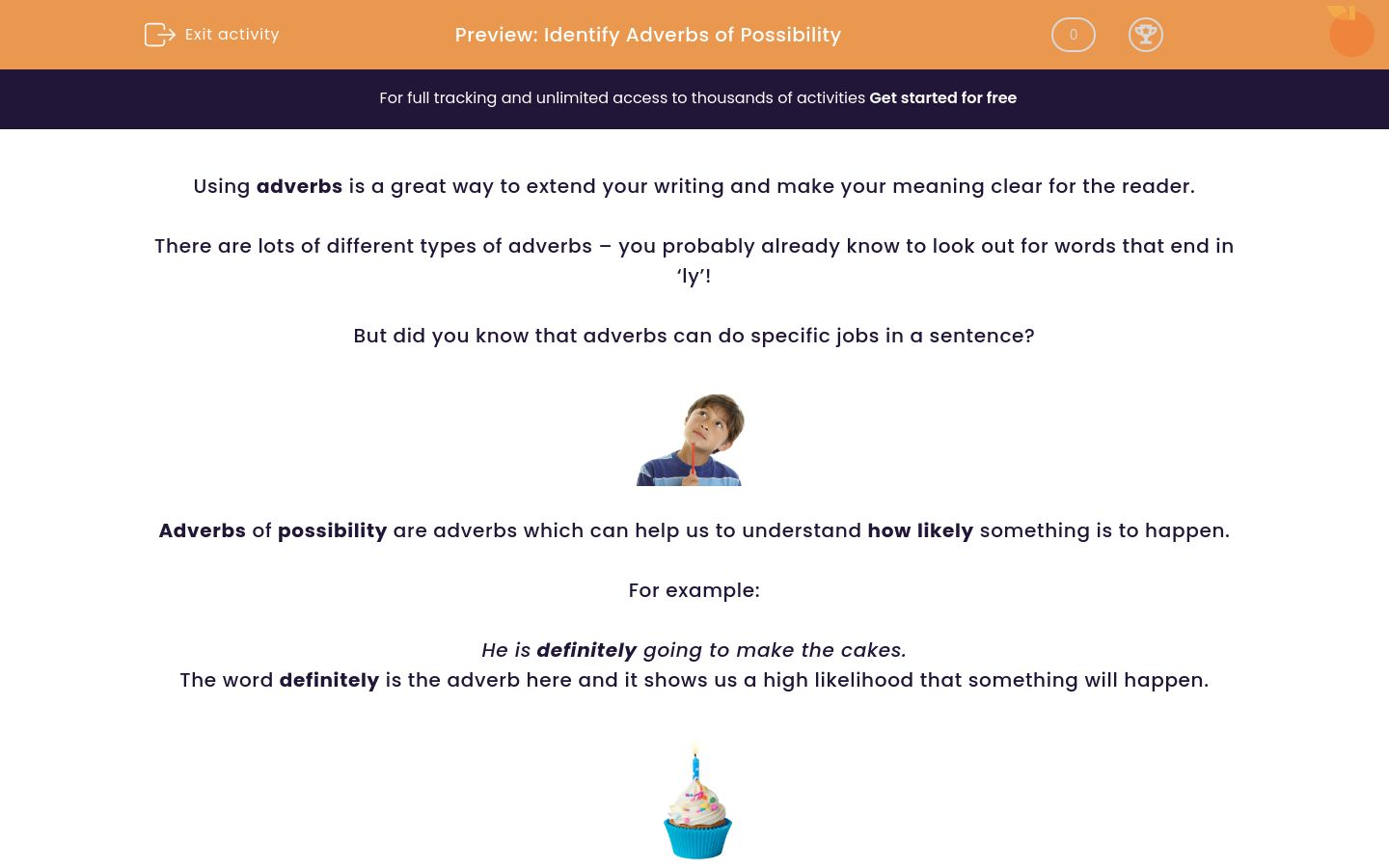 Identify Adverbs of Possibility Worksheet - EdPlace