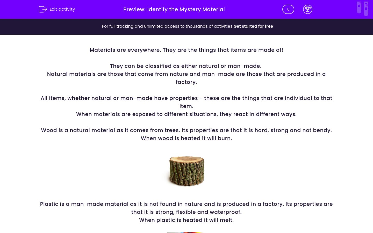 Identify the Mystery Material Worksheet - EdPlace