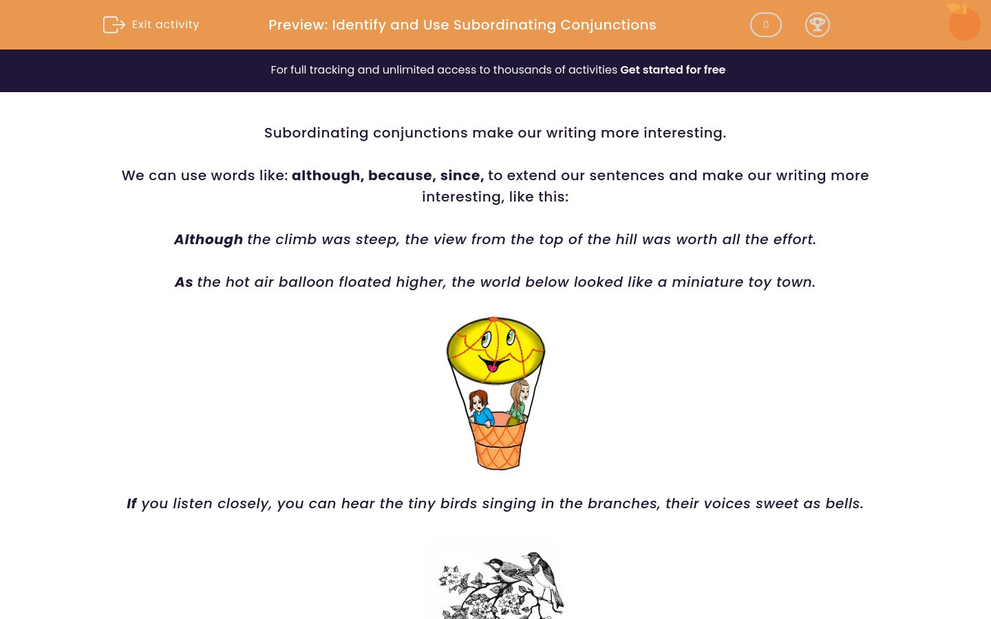 Identify and Use Subordinating Conjunctions Worksheet - EdPlace