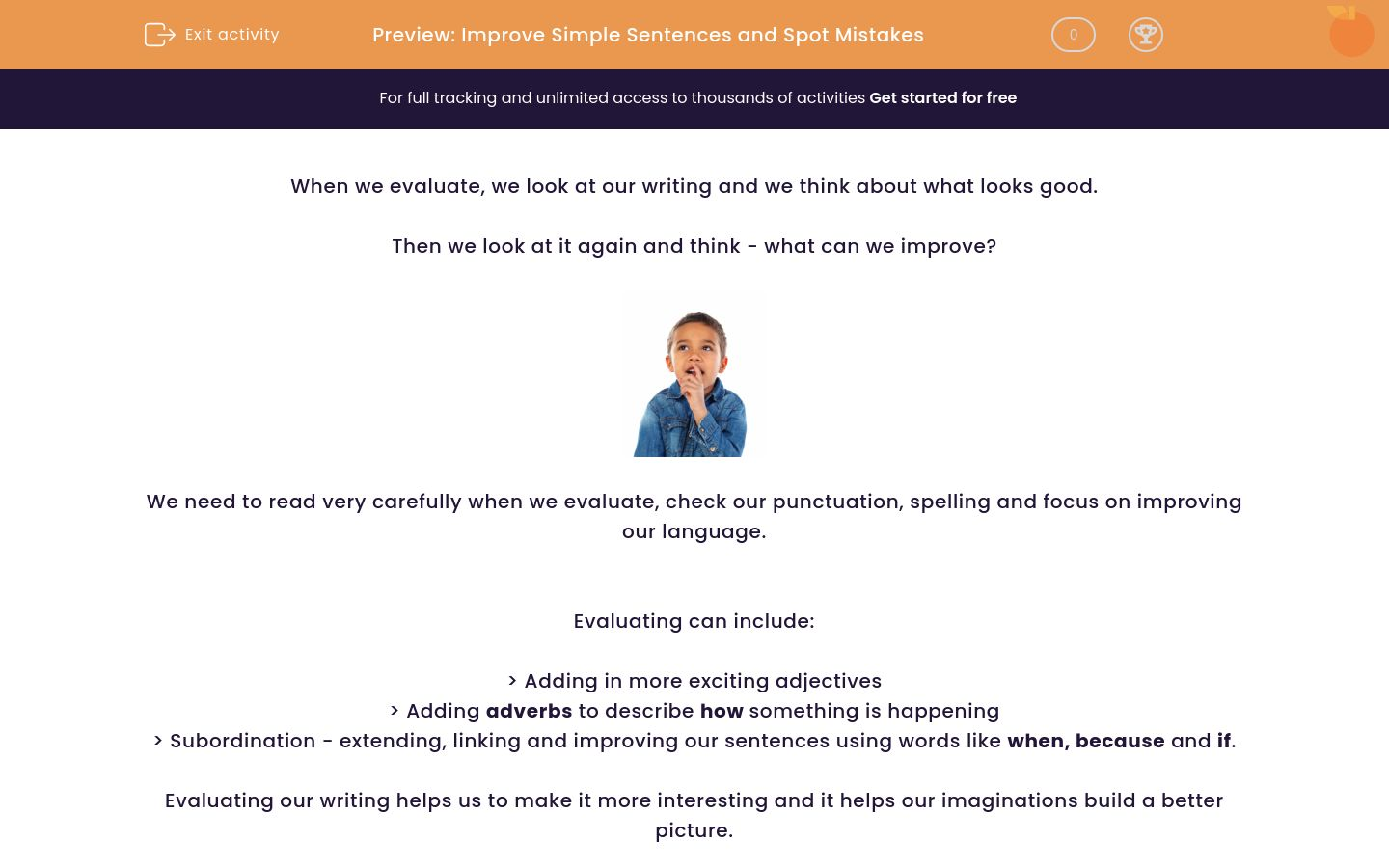 Improve Simple Sentences and Spot Mistakes Worksheet - EdPlace