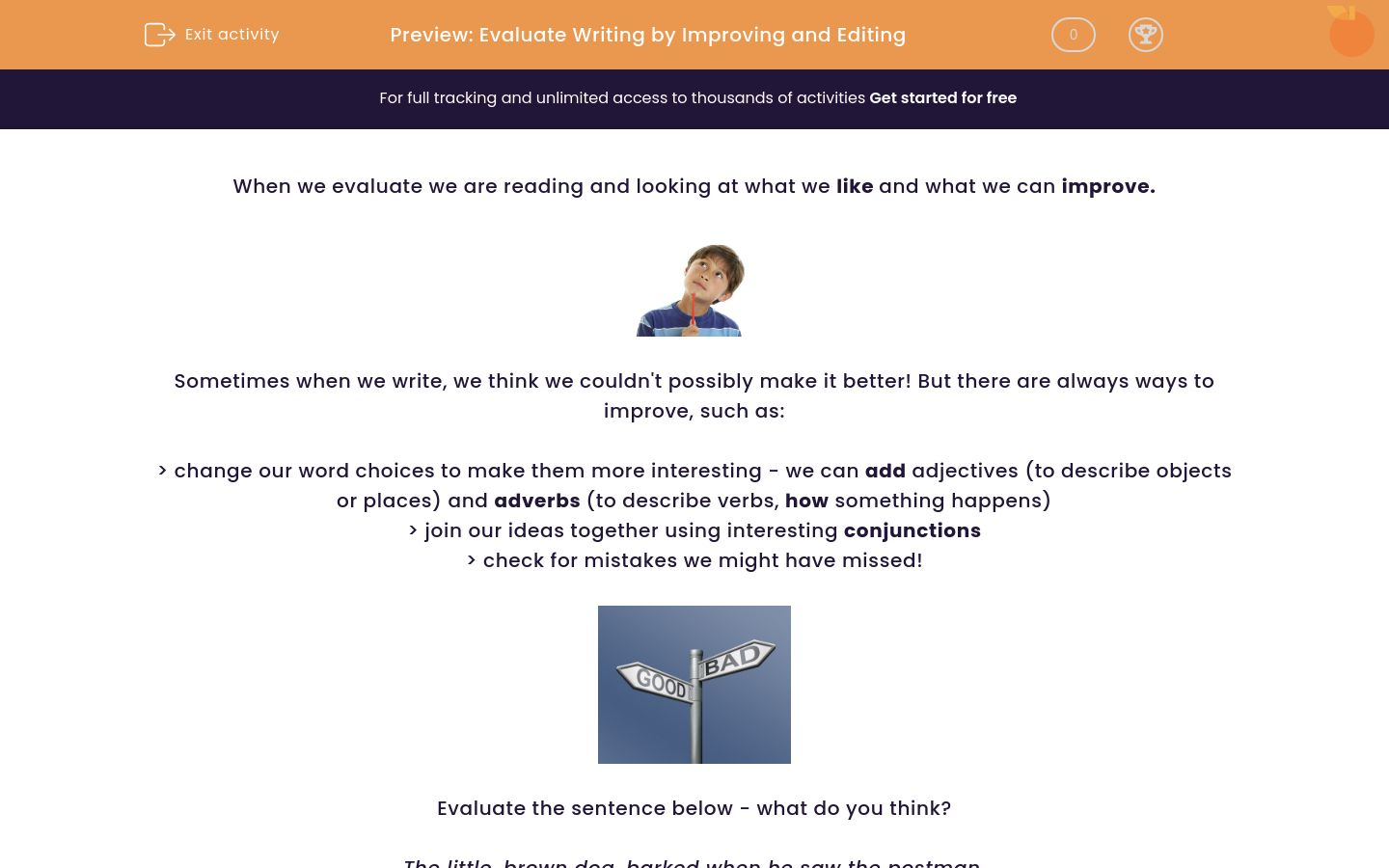 Evaluate Writing by Improving and Editing Worksheet - EdPlace