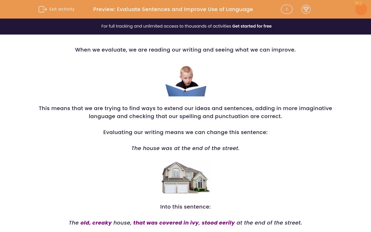 Evaluate Sentences and Improve Use of Language Worksheet - EdPlace