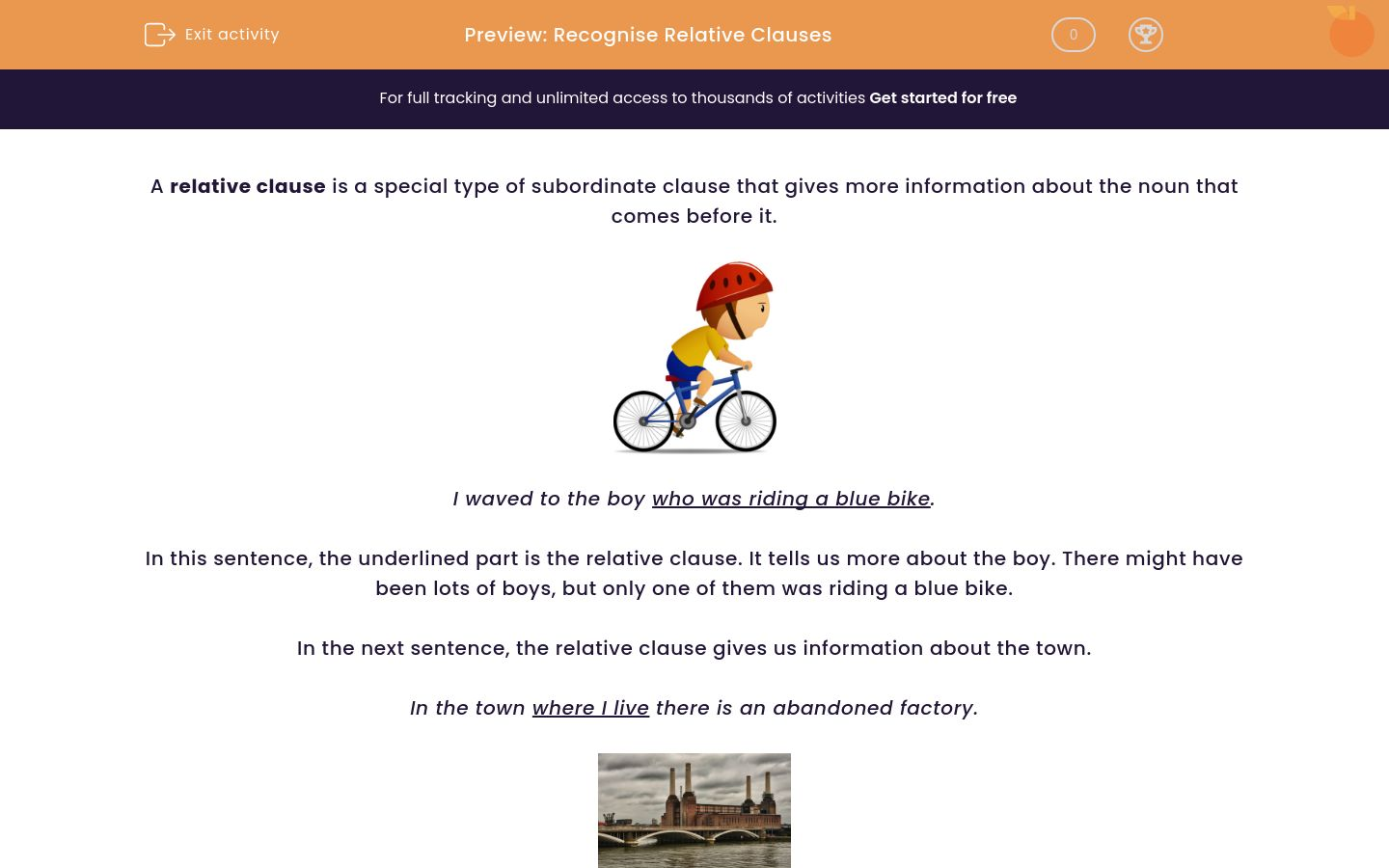 Recognise Relative Clauses Worksheet - EdPlace