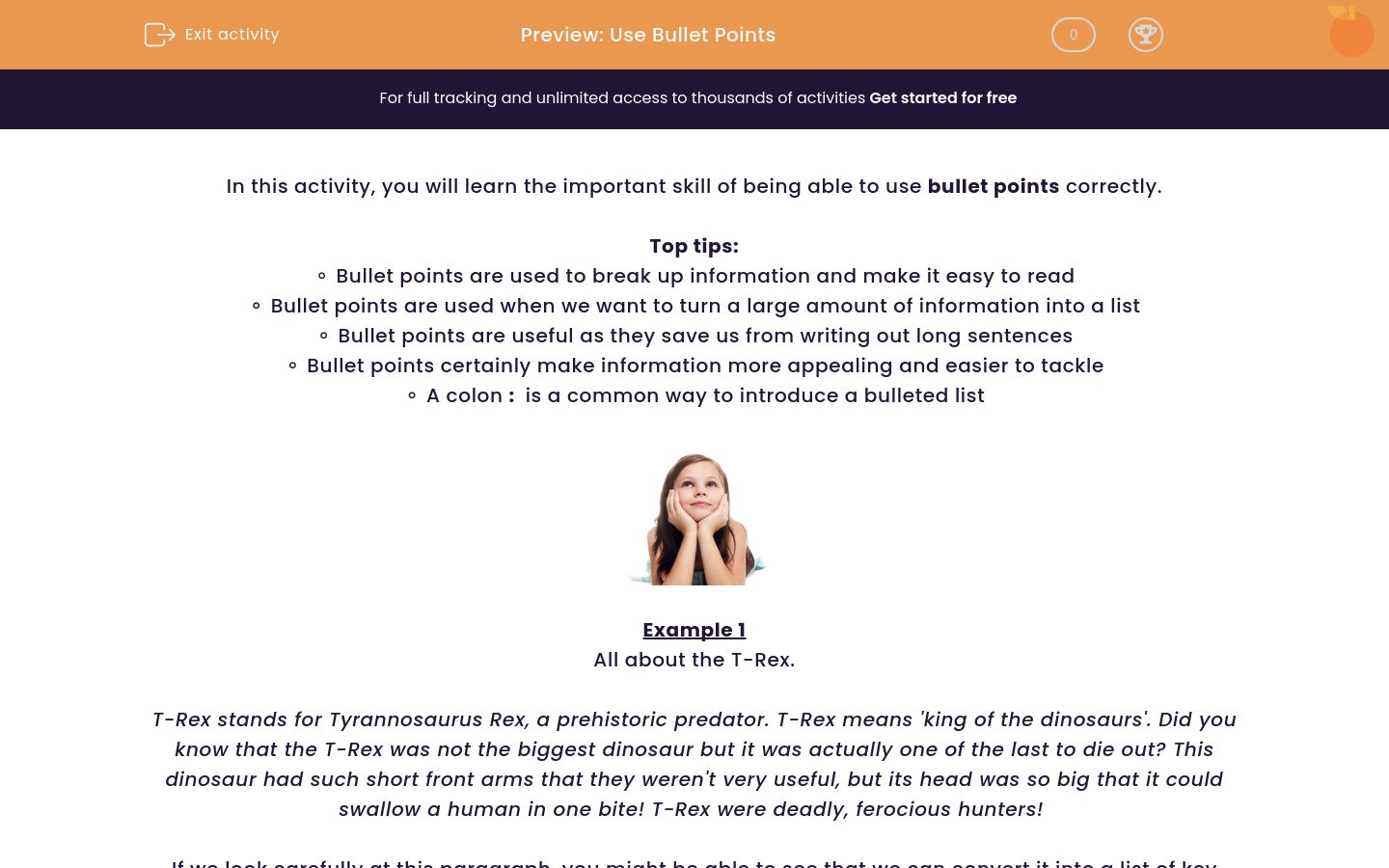 Use Bullet Points Worksheet - EdPlace