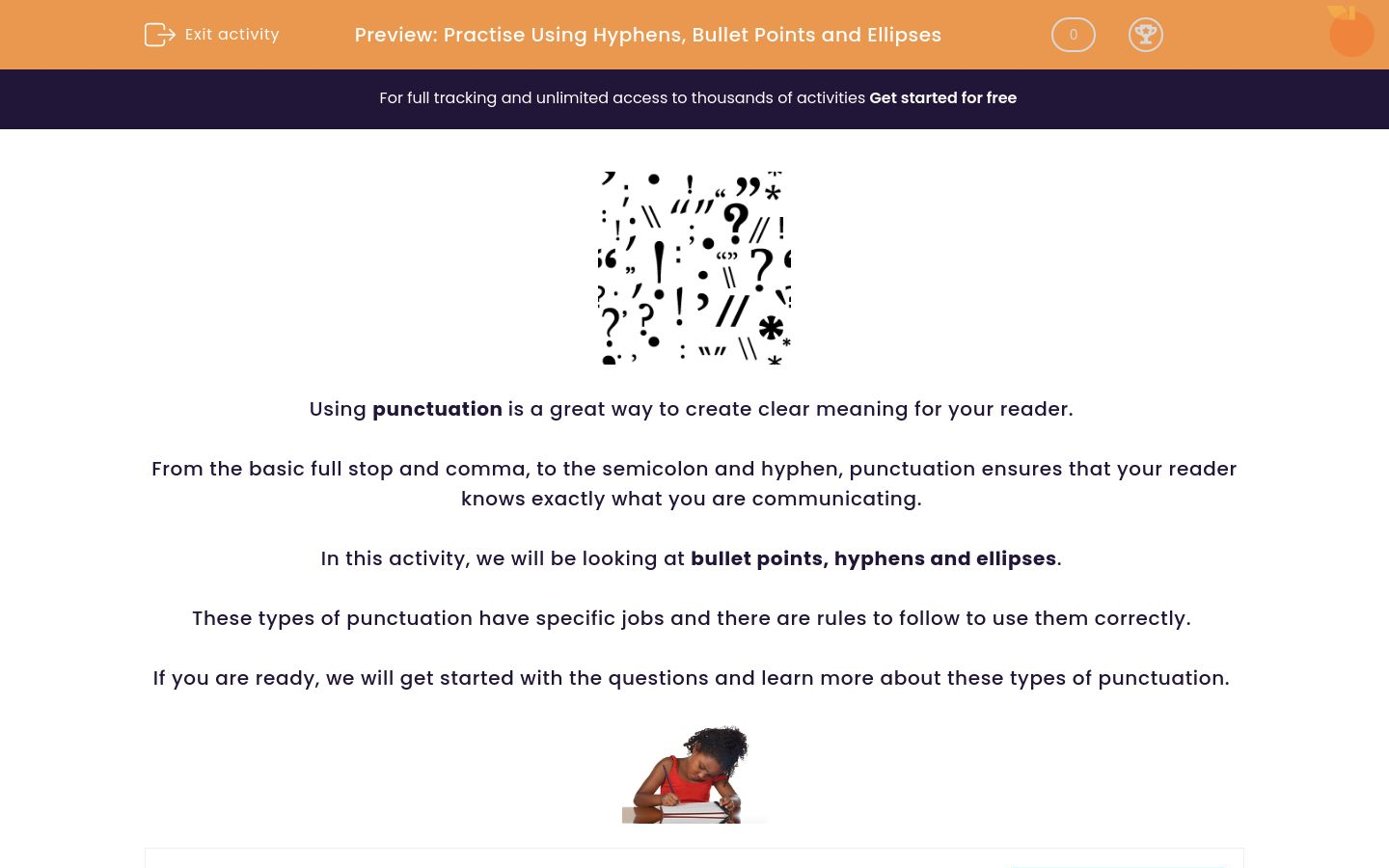Practise Using Hyphens, Bullet Points and Ellipses Worksheet - EdPlace