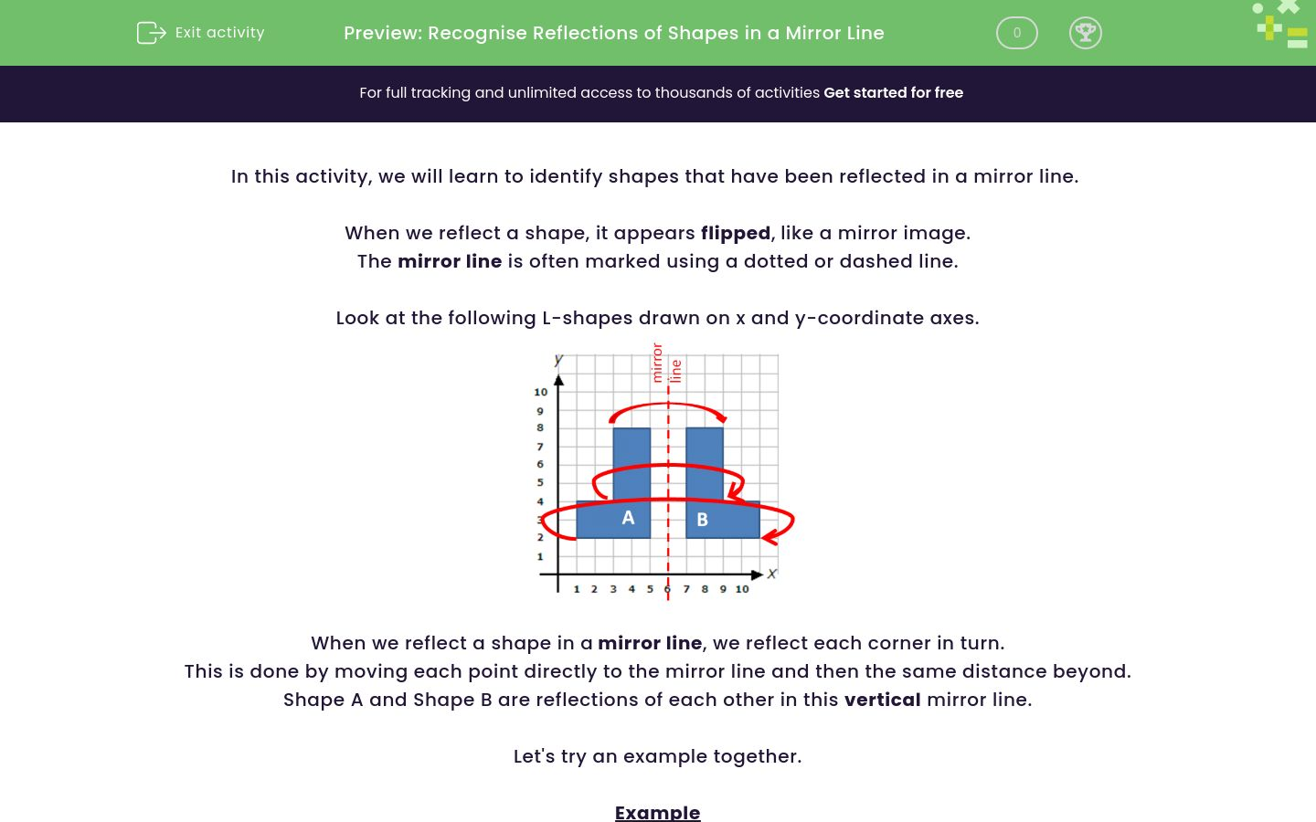 Recognise Reflections of Shapes in a Mirror Line Worksheet - EdPlace