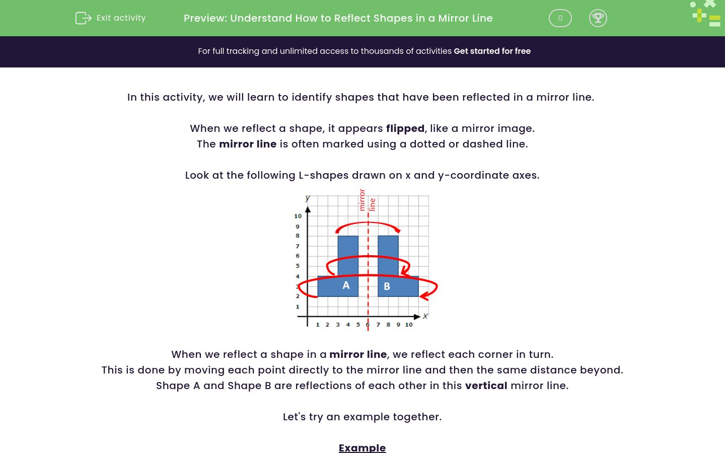 Understand How to Reflect Shapes in a Mirror Line Worksheet - EdPlace
