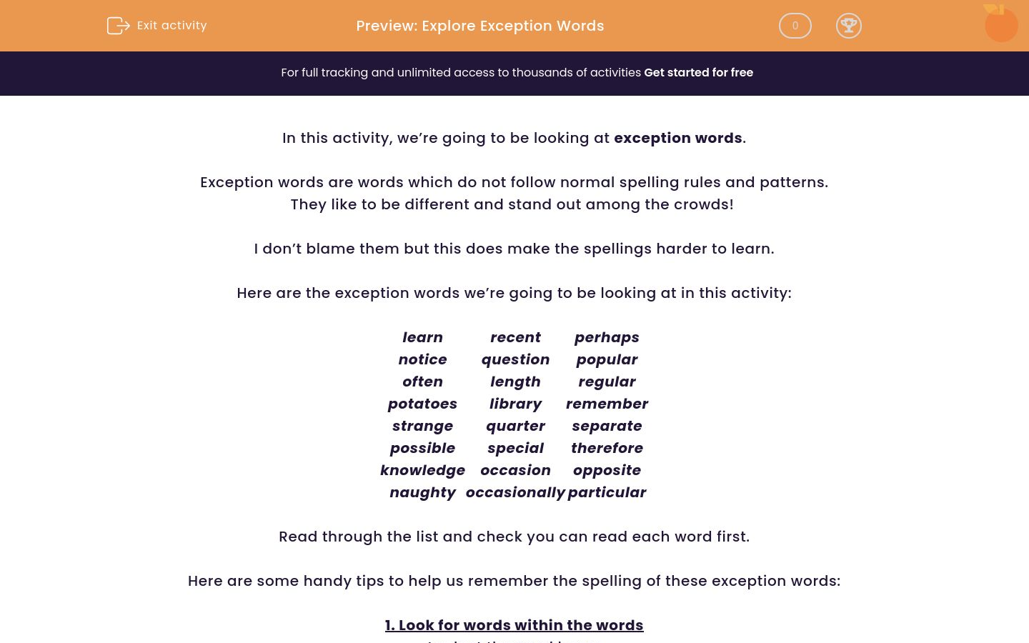Explore Exception Words Worksheet - EdPlace