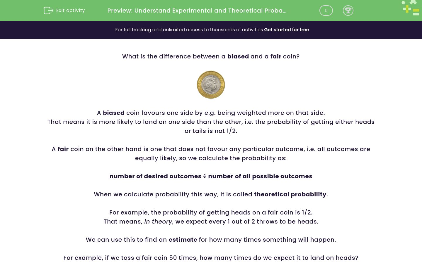 Understand Experimental and Theoretical Probabilities Worksheet - EdPlace