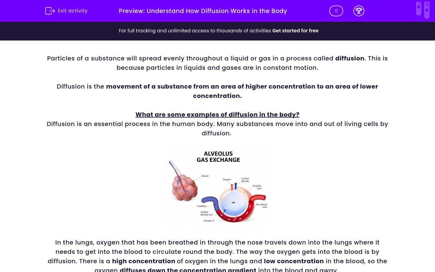 Understand How Diffusion Works in the Body Worksheet - EdPlace