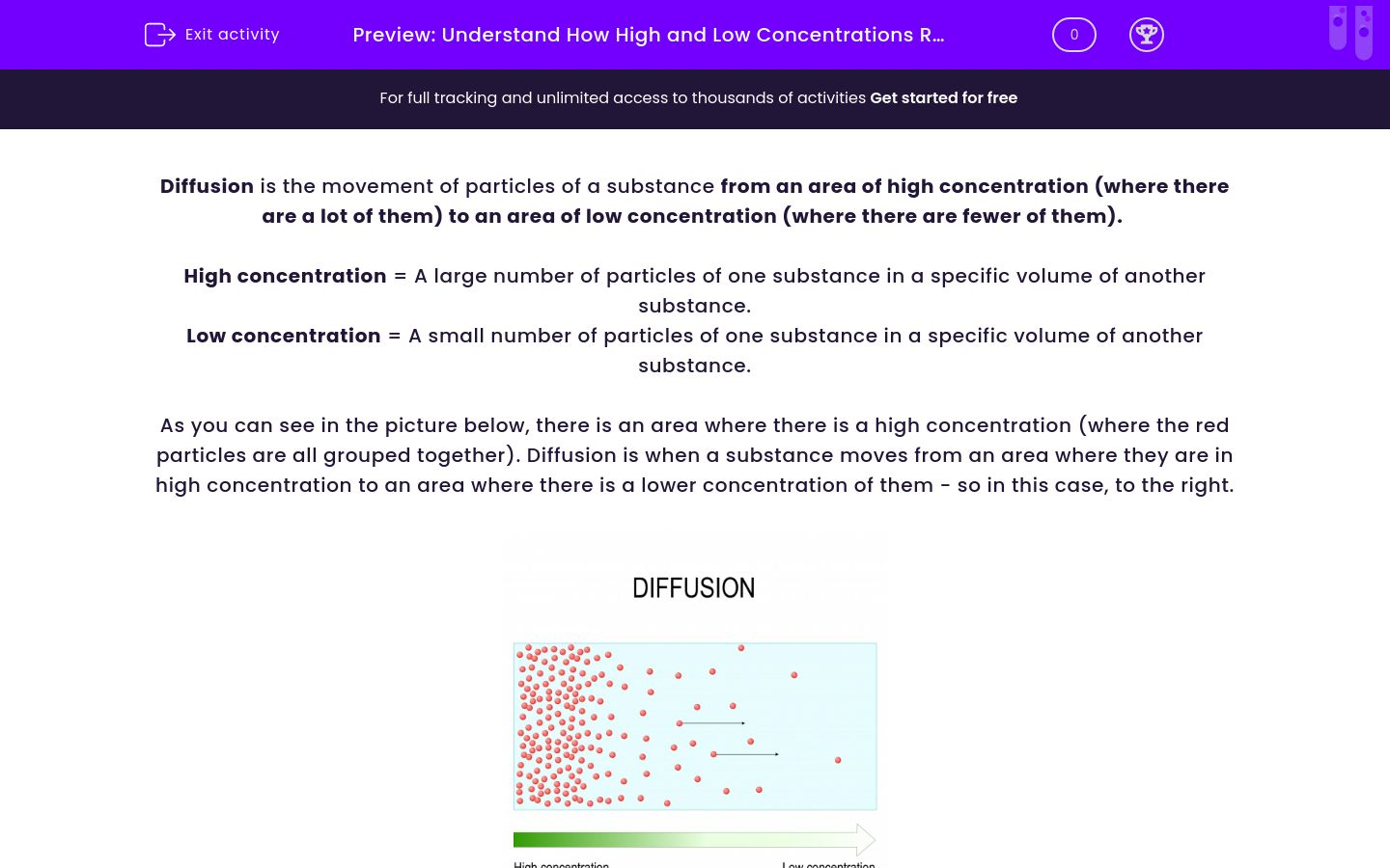 Understand How High and Low Concentrations Relate to Diffusion Worksheet - EdPlace