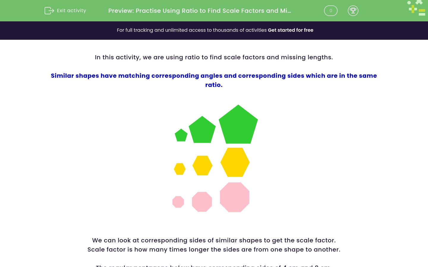 Practise Using Ratio to Find Scale Factors and Missing Lengths ...