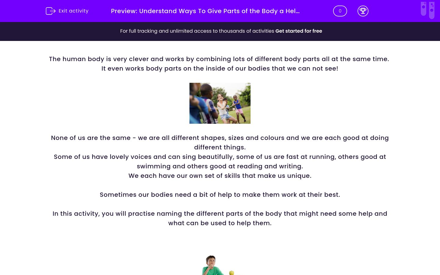 Understand Ways To Give Parts of the Body a Helping Hand Worksheet ...