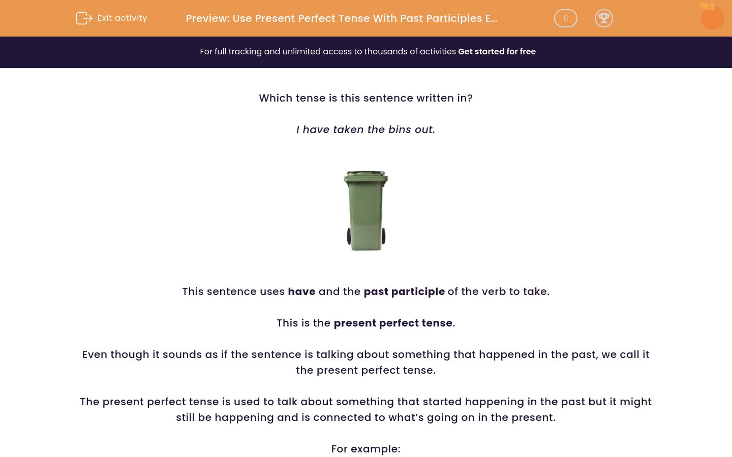 Use Present Perfect Tense With Past Participles Ending in -ed Worksheet ...
