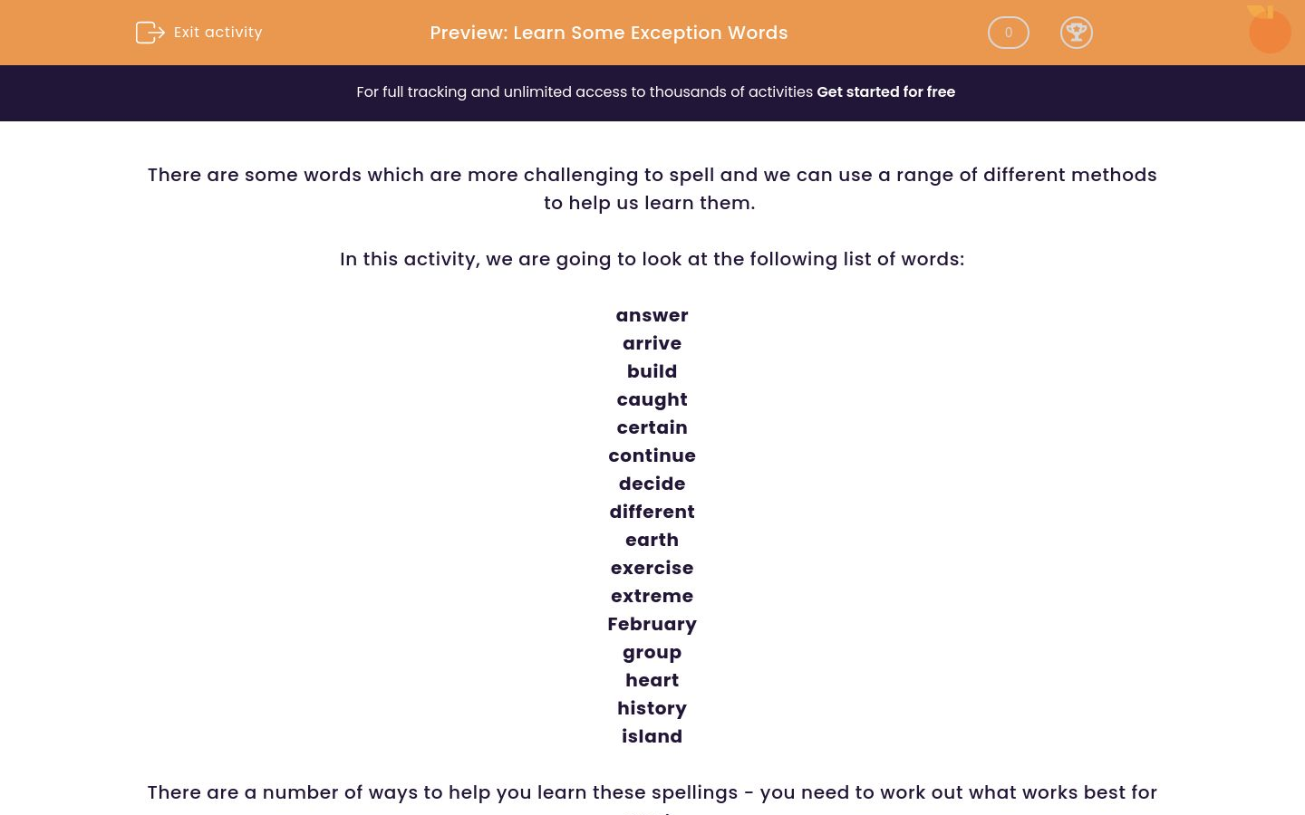Learn Some Exception Words Worksheet - EdPlace