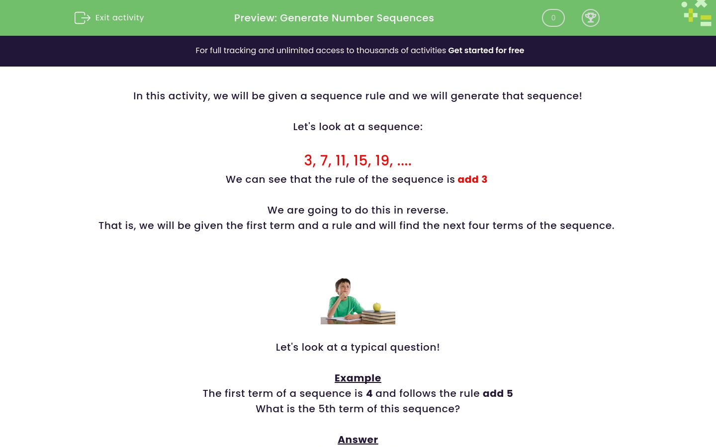Generate Number Sequences Worksheet - EdPlace