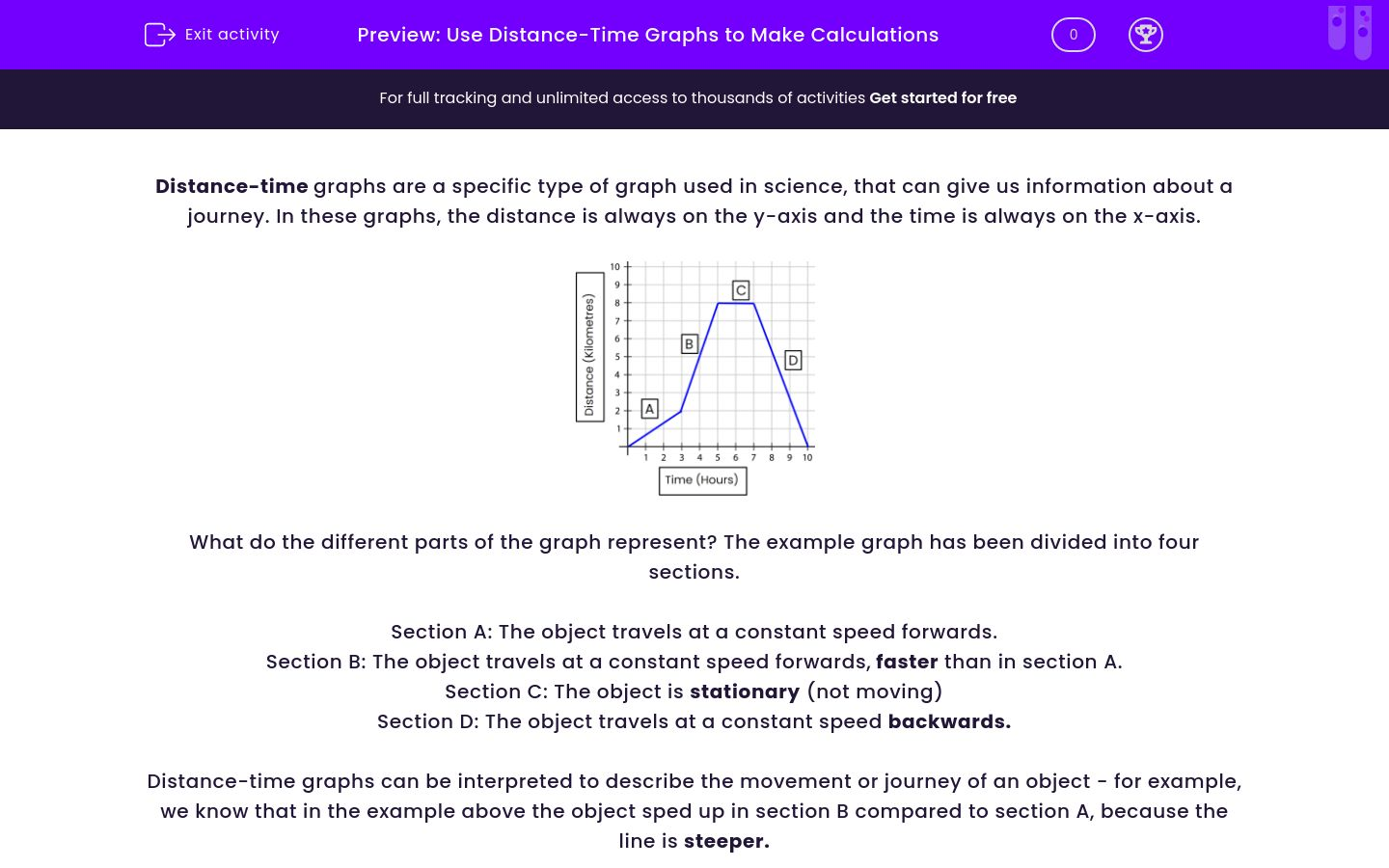 Use Distance-Time Graphs to Make Calculations Worksheet - EdPlace
