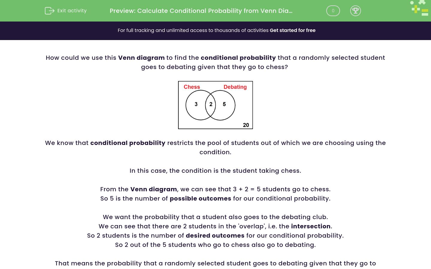 Calculate Conditional Probability from Venn Diagrams Worksheet - EdPlace