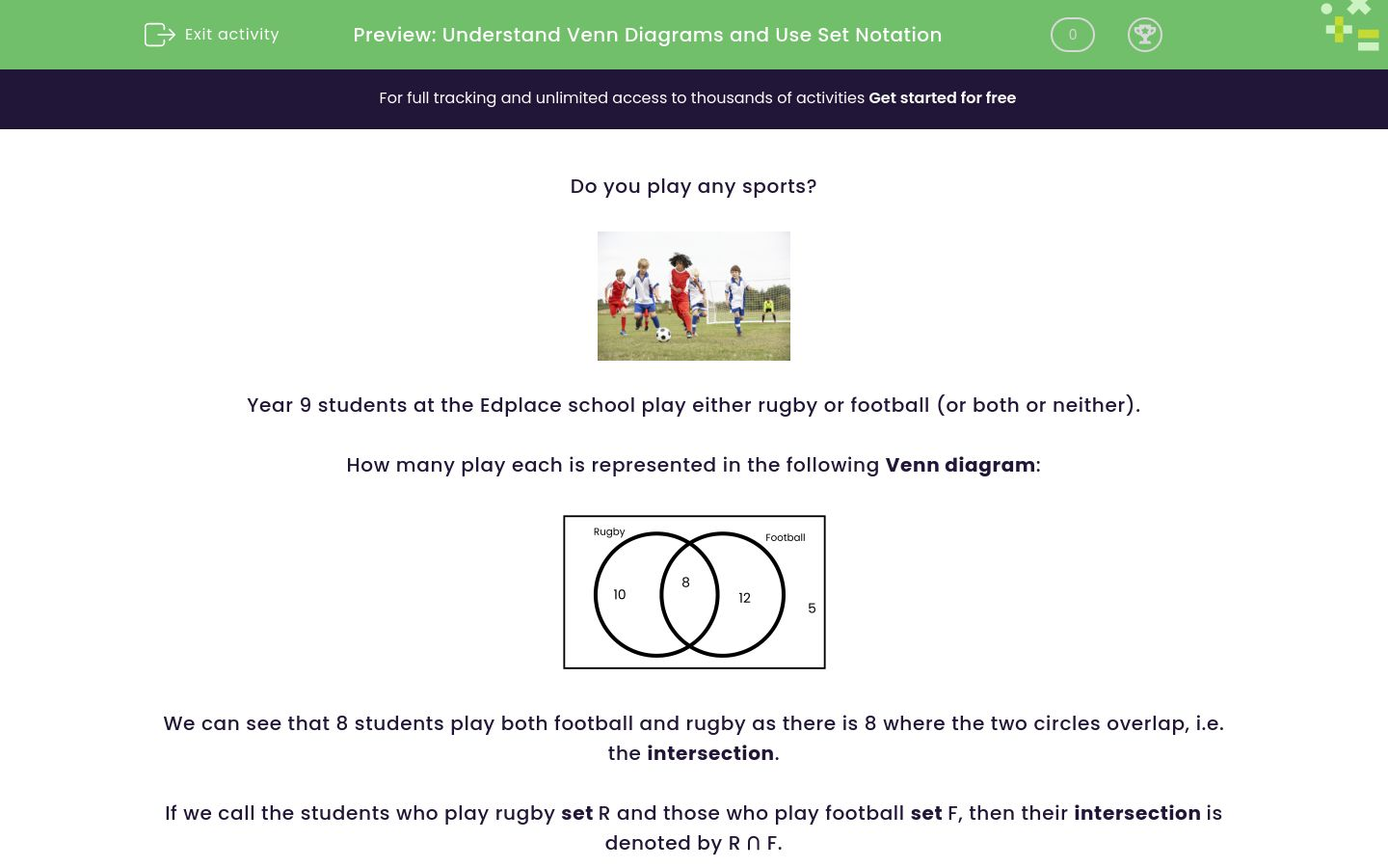 Understand Venn Diagrams and Use Set Notation Worksheet - EdPlace