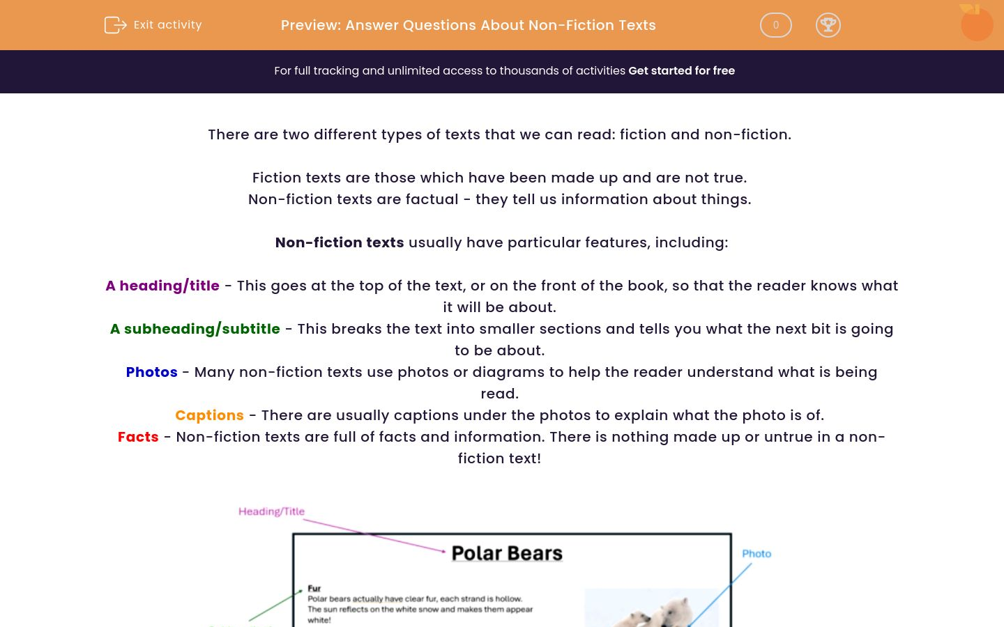 Answer Questions About Non-Fiction Texts Worksheet - EdPlace
