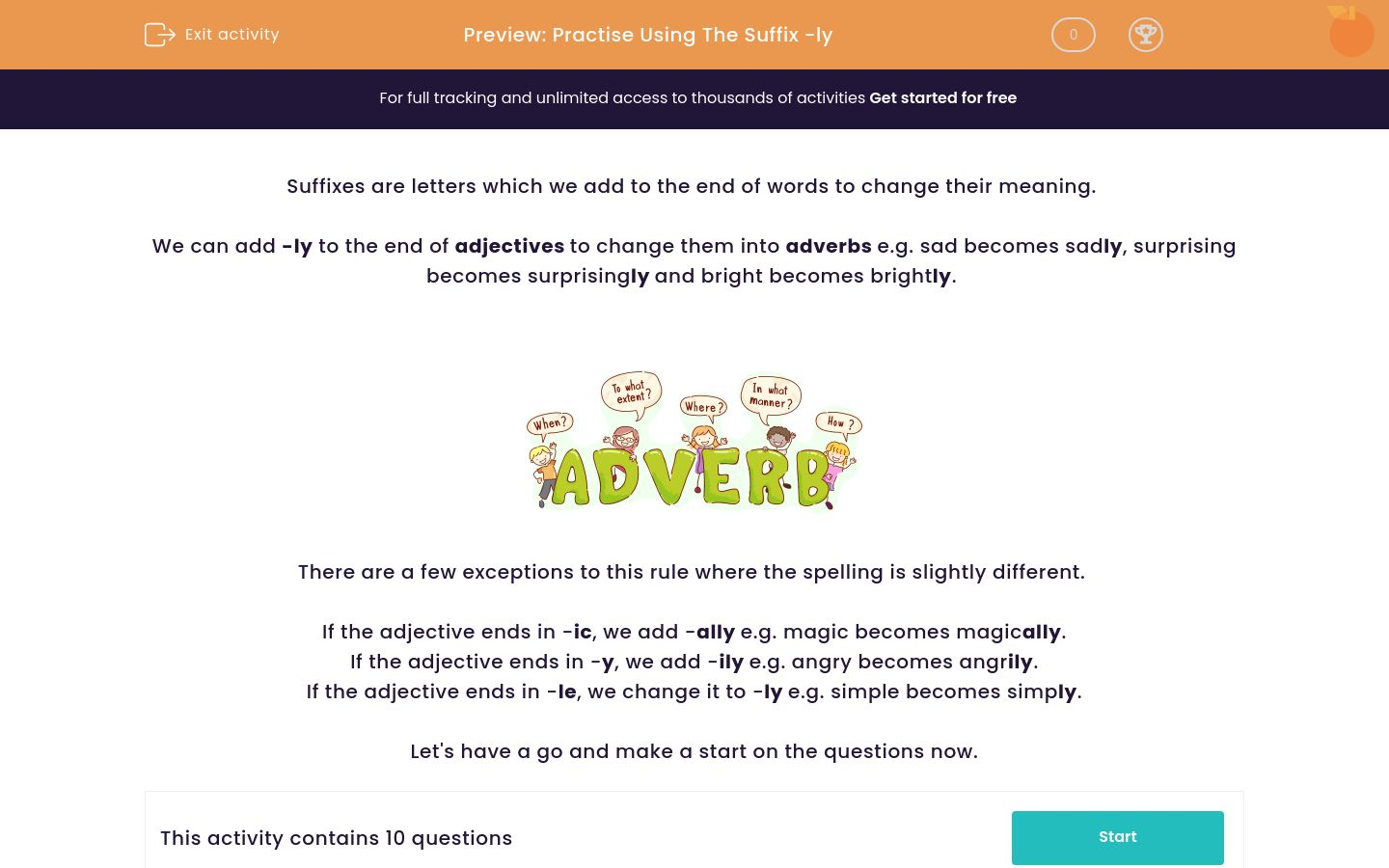 Practise Using The Suffix -ly Worksheet - EdPlace