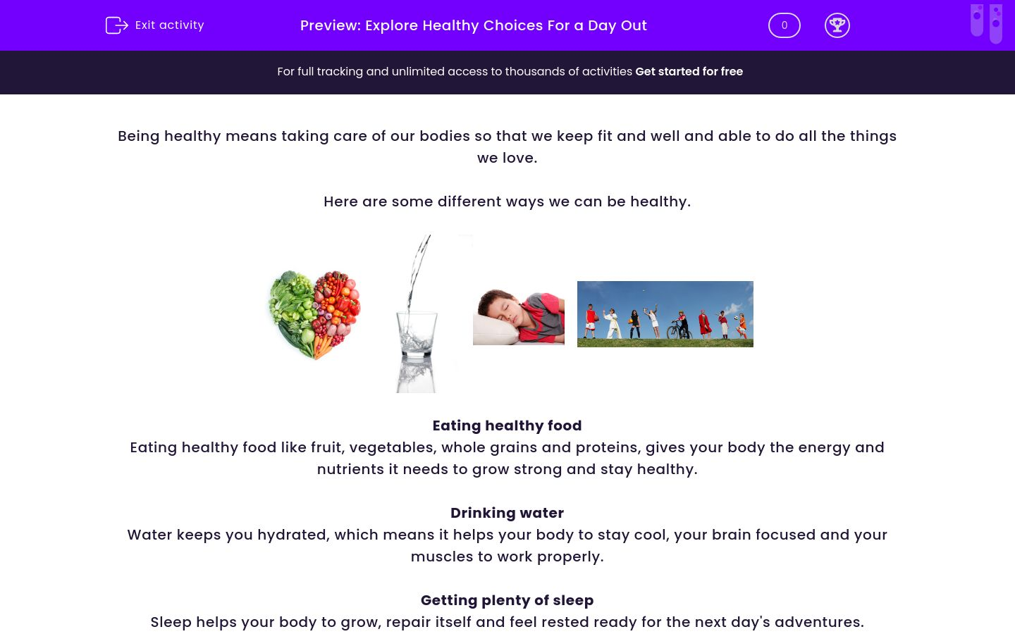 Explore Healthy Choices For a Day Out Worksheet - EdPlace