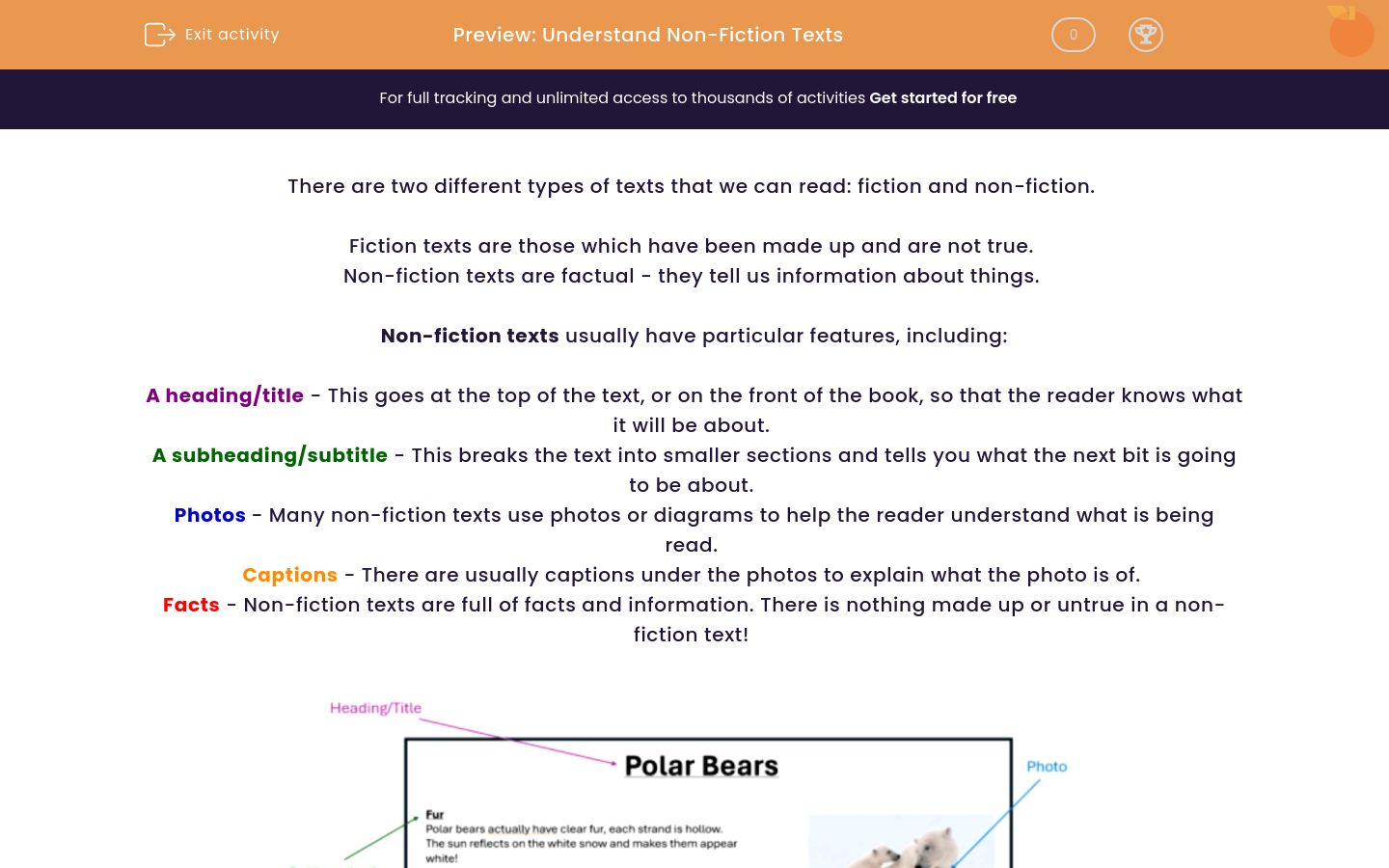 Understand Non-Fiction Texts Worksheet - EdPlace