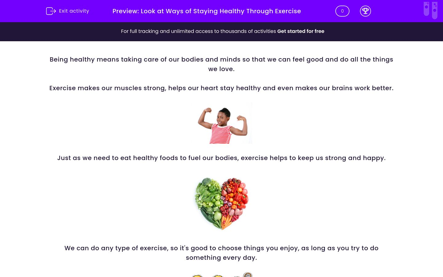 Look at Ways of Staying Healthy Through Exercise Worksheet - EdPlace