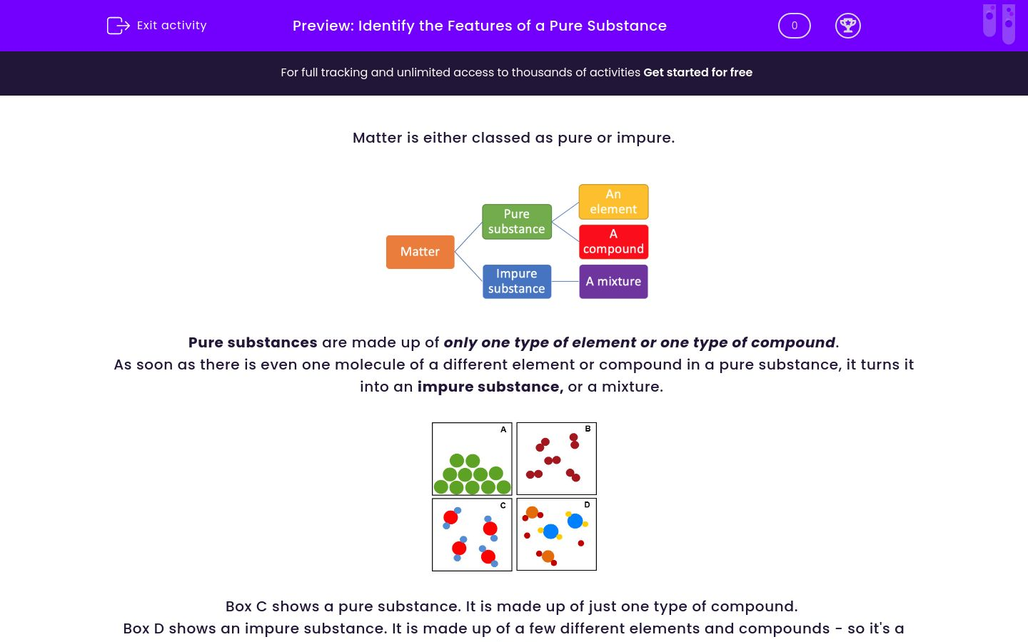 Identify the Features of a Pure Substance Worksheet - EdPlace
