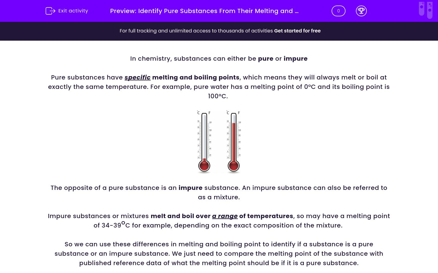 Identify Pure Substances From Their Melting and Boiling Points ...
